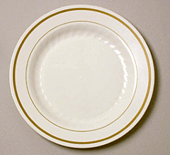 9" Masterpiece Plate Ivory Gold Trim 12CT– balloonscparadise